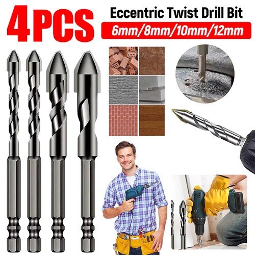 4pcs High-Strength Eccentric Twist Drill Bit, Oblique Head Eccentric ...