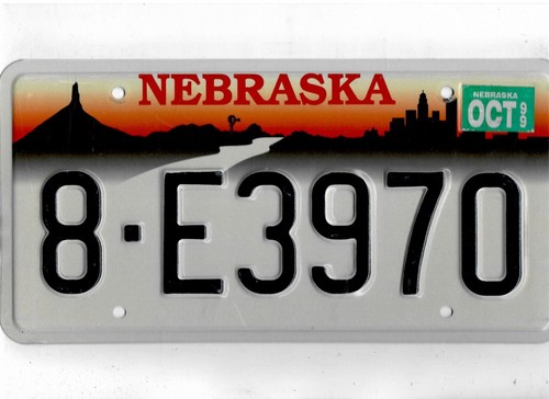 NEBRASKA passenger 1999 license plate "8-E3970" *****HALL***** | eBay