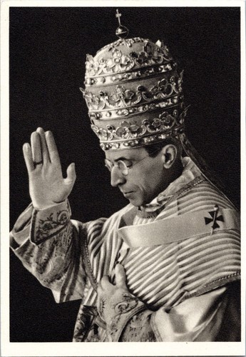 Vtg Postcard Pope Pius XII Regalia Triregnum Tiara Black & White Ettal ...