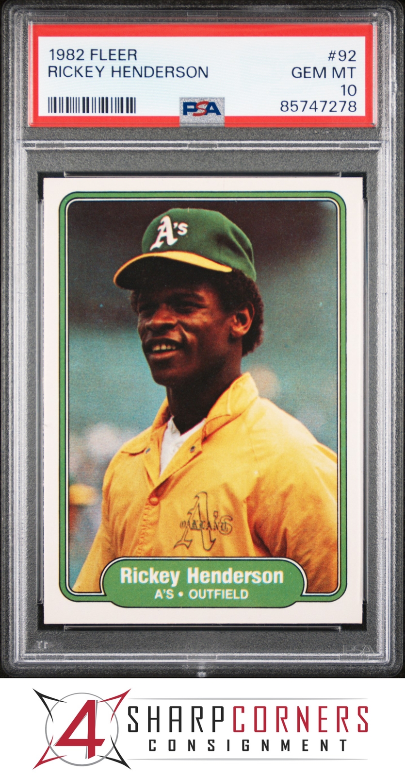 Rickey Henderson 1982 Fleer #92 Base PSA 10 Price Guide - Sports Card ...