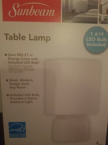 WHITE LED DESK TABLE LAMP SUNBEAM RUBBERMAID WARM WHITE A19 A 19 BULB ...
