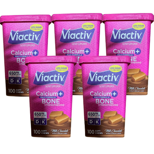 (5 Pack) Viactiv Calcium Supplement Soft Chews, Milk Chocolate Vitamin ...