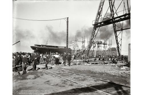 Great Lakes Engineering Works, day, launch, ships, Steamer RW England ...