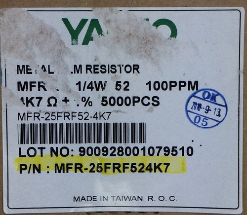 MFR-25FRF524K7 YAGEO RES MF 1/4W 1% AXIAL T&R 5K | eBay