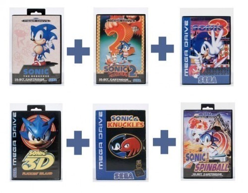SEGA Mega Drive Spiel - Sonic 1 + 2 + 3 + 3D + Knuckles + Spinball mit ...