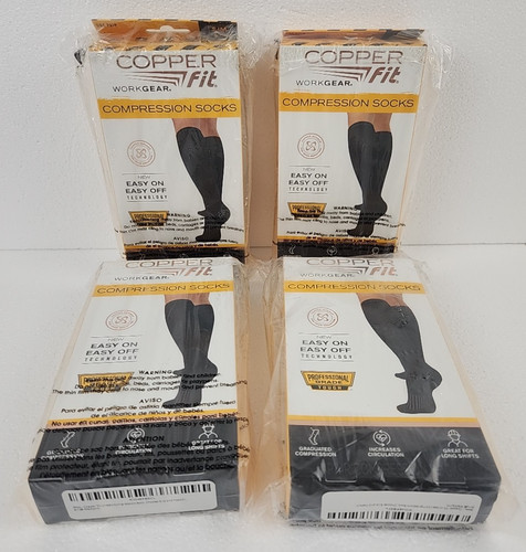 NIB 4x LOT - Copper Fit Work Gear Compression Socks S/M MEN 6-9 WOMEN 7 ...