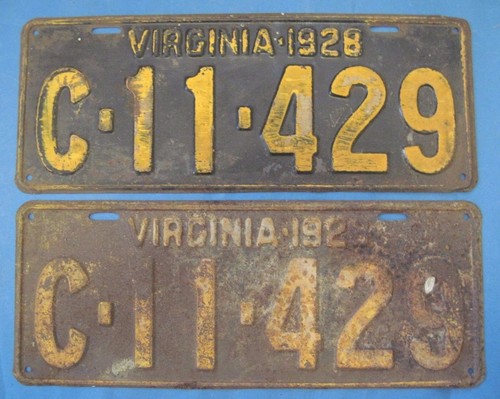 1928 Virginia License Plates Matched pair never used? | eBay