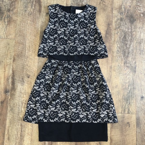 Nicole Miller Artelier Flower Lace Design Tight Flowy Dress Black Size ...