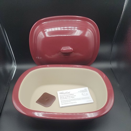 Pampered Chef 3.1Qt 3L Cranberry Deep Covered Baker Roaster Dutch Oven ...