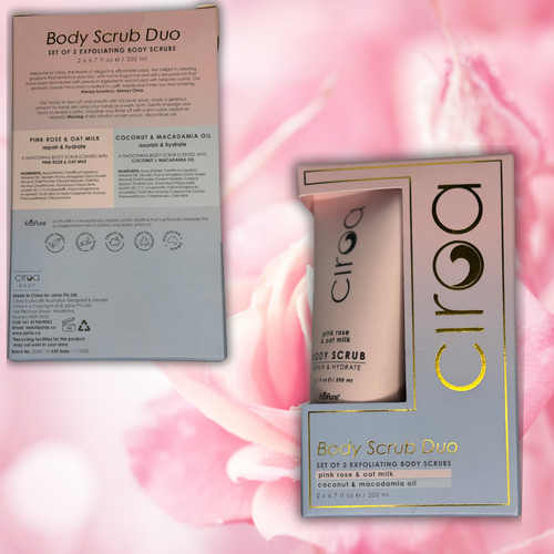 Ciroa Body Scrub Rose & Oatmeal Coconut & Macadamia Oil Duo Pack | eBay