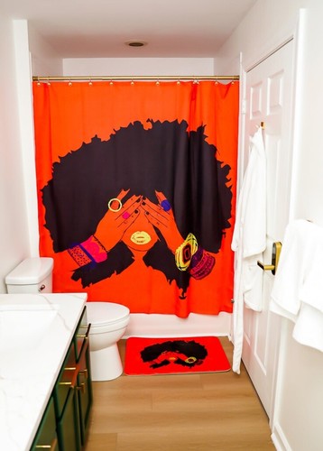 Pardon My Fro - Shanell Orange- 100% Polyester Fabric Shower Curtains ...