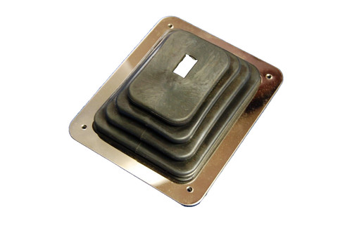 HURST STYLE RUBBER SHIFTER BOOT W/CHROME PLATE 5 1/4"X6 3/8" UNIVERSAL ...