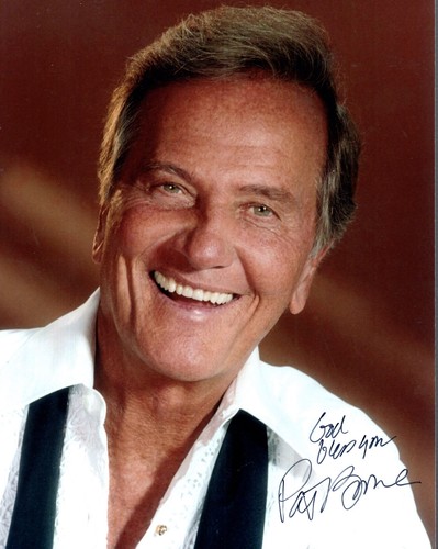 PAT BOONE HAND SIGNED 8x10 COLOR PHOTO+COA AMAZING POSE LEGENDARY ...