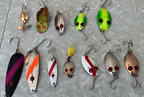 12 Vintage Lure Lot Red Eye Wiggler Fly Junior Herbs Dilly Evil Eye ...