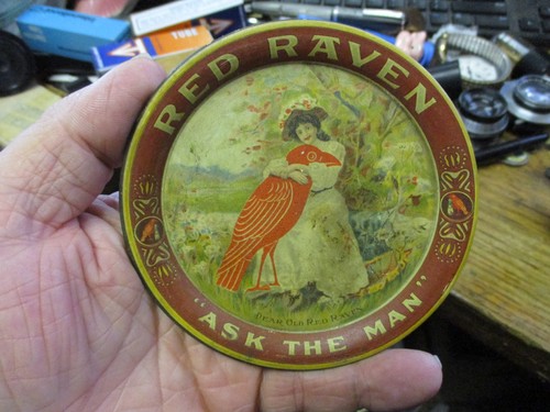 EARLY 1910s Red Raven Splits Tonic “Ask The Man” Advertising TIP Tray 4 ...