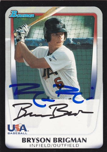 BRYSON BRIGMAN TEAM USA BASEBALL SIGNED 2011 BOWMAN BDPP93 CARD MIAMI ...