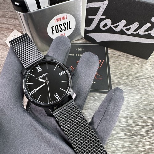NEW FOSSIL RHETT BLACK MESH MILANESE MEN'S WATCH BQ2369 $150 | eBay