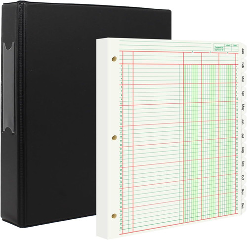 100 Sheets Accounting Ledger Paper with 3 Ring Binder and Monthly Tabs ...
