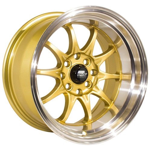 MST MT11 Rim 16X8 5x100/5X114.3 Offset 15 Gold w/Machined Lip (Quantity ...