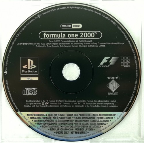 Formula One 2000 - Play Station 1 - Promo - Rare | eBay