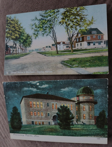 TOPEKA, KS LOT OF 2 OLD POSTCARDS STREET SCENE IN WESTLAWN AND THE ...
