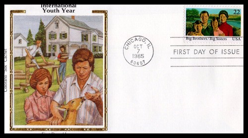US FDC # 2162 22c Int. Youth Year BIG Brothers & Sisters Colorano 1985 ...