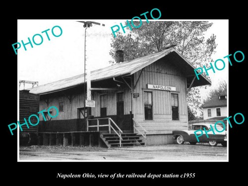 OLD 8x6 HISTORIC PHOTO OF NAPOLEON OHIO THE RAILROAD DEPOT STATION ...
