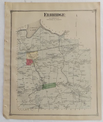 1874 Onondaga County NY "Town of Elbridge" Antique Original Atlas Map ...
