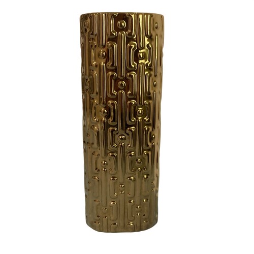 MCM Retro Gold Oval Geometric Design Vase | eBay