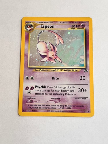 Pokémon TCG Espeon Neo Discovery 1/75 Holo Unlimited Holo Rare | eBay