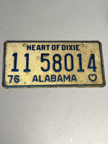 76’ Heart Of Dixie Alabama Vintage License Plate Vehicle Tag | eBay