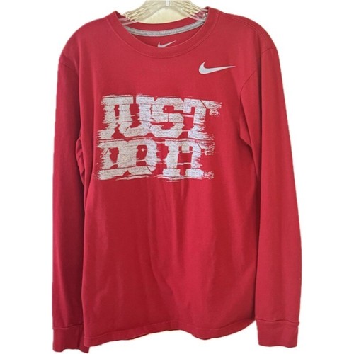 Nike T-Shirt Men's Sz S Red Just Do It Spell Out Long-Sleeve Cotton ...