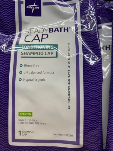 Lot of 5 - Medline ReadyBath Rinse-Free Shampoo Cap with Conditioner ...
