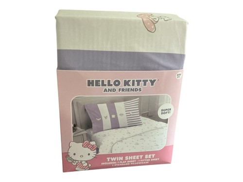 Hello Kitty and Friends Twin Sheet Set 3 Piece Set Lilac White Hello ...