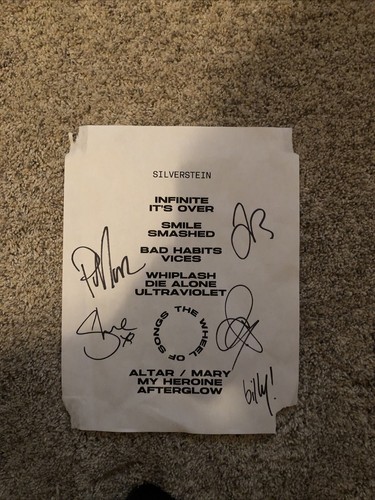 Silverstein North America 2022 Tour Set List, Signed By Entire Band | eBay
