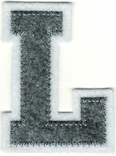 1 7/8" x 2 1/2" Grey Gray White Block Letterman's Letter L Felt Patch ...