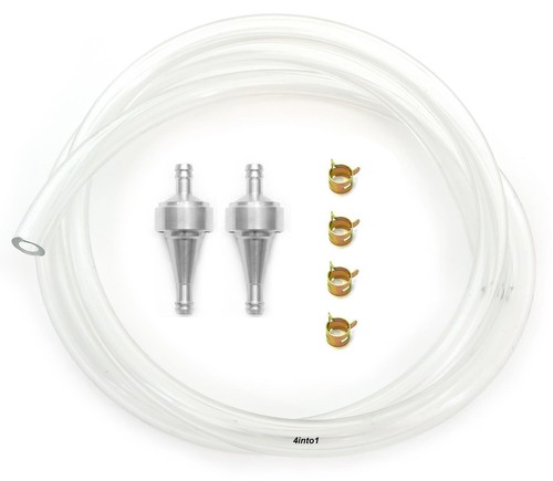 5 Feet 1/4" 6mm Clear Fuel Line Kit with 2 Titanium Aluminum Fuel ...