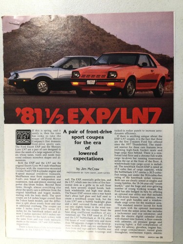 MercuryRT183 Article Road Test 1981 1/2 Mercury EXP LNZ March 1981 4 ...