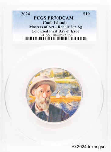 2024 Cook Islands 2 oz Silver Masters of Art: Auguste Renoir PCGS PR70 ...
