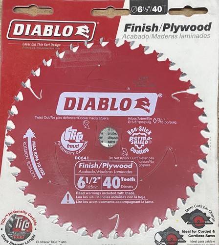 Diablo by Freud D0641X Finishing Saw Blade, Multi, 6-1/2" x 40" | eBay