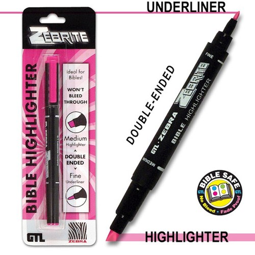 Highlighter - Zebrite Carded - Pink (Pack Of 6) Double-Ended by G T ...