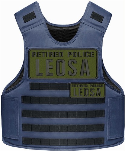 RETIRED POLICE LEOSA EMB PATCH4x10 and 2x5 HOOK ON BACK BLACK ON OD ...