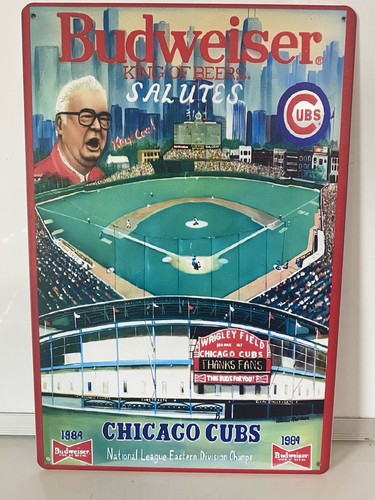 Budweiser Beer - Harry Caray - Chicago Cubs Metal Sign - Bud Light Bud ...