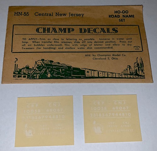 CHAMP HO DECAL - CENTRAL RR OF NEW JERSEY / CNJ ROADNAME SET-WHITE LETT ...