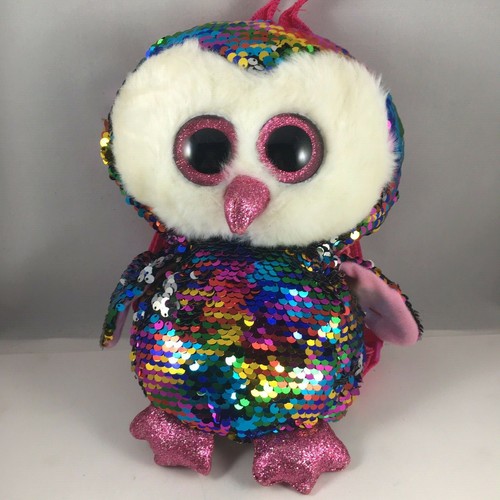 TY Fashion OWEN Owl Sequin Backpack Flippy Color Changing Plush (13 ...