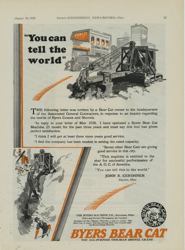 1928 Byers Machine Co. Ad: Byers Bearcat 25 for Associated General ...