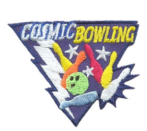 girl boy cub Glow COSMIC BOWLING Fun Patches badge SCOUTS GUIDES pins ...