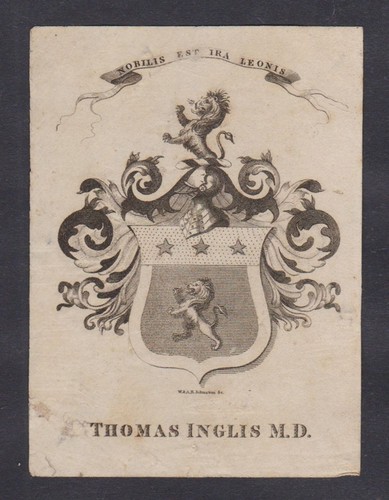 Exlibris Thomas Inglis Edinburgh Doctor Physician Doctor Coat of Arms ...