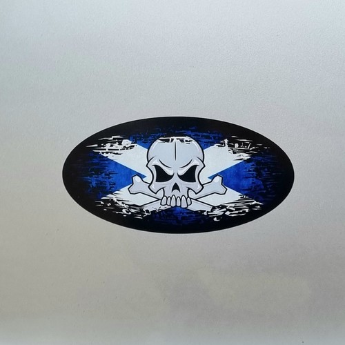 Scotland Scottish Flag Skull Fade to Black Oval Vinyl Sticker For Car ...