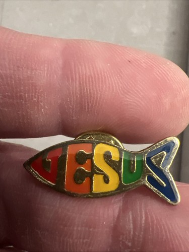 Jesus Fish Lapel Pin Ichthys Enamel Hat Pin Rainbow Multicolor ...